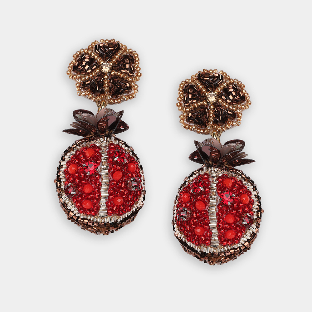 Anar Pomegrenate 3D earrings. Handmade statement earrings. Finely hand ...