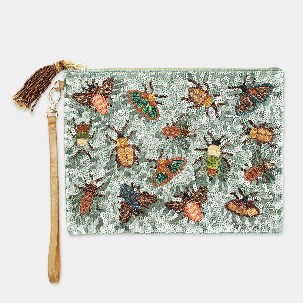Insect Pouch – Hand-Embroidered Beaded Bag - Olivia Dar