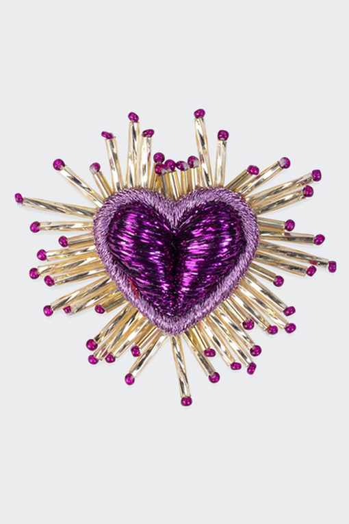 Purple Sparkle Heart Brooch - Olivia Dar
