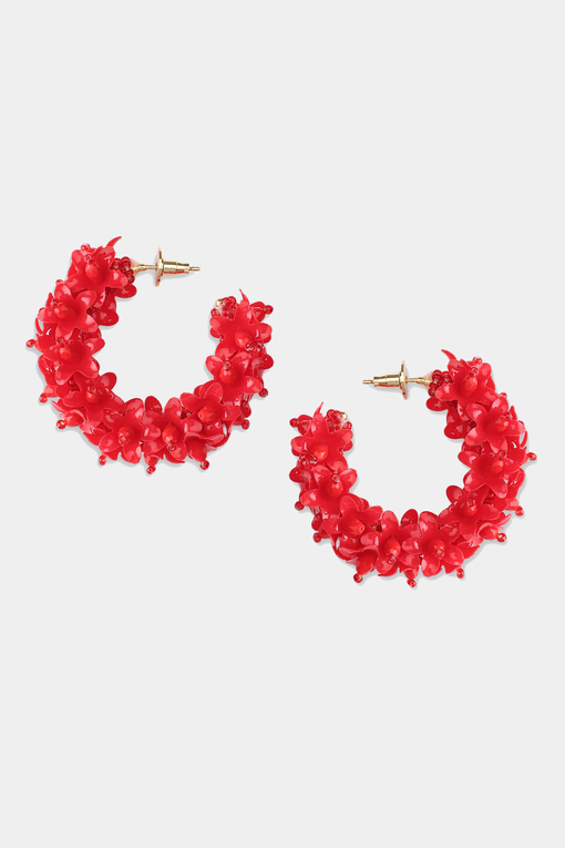 Flower Hoops Small "Red"- Olivia Dar