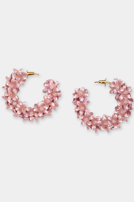 Flower Hoops Small "Pink"- Olivia Dar