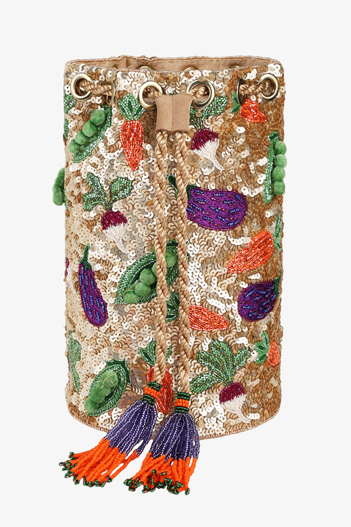 Vegetable Multi Bucket Bag – Hand-Embroidered Glass Beads & Sequins ...